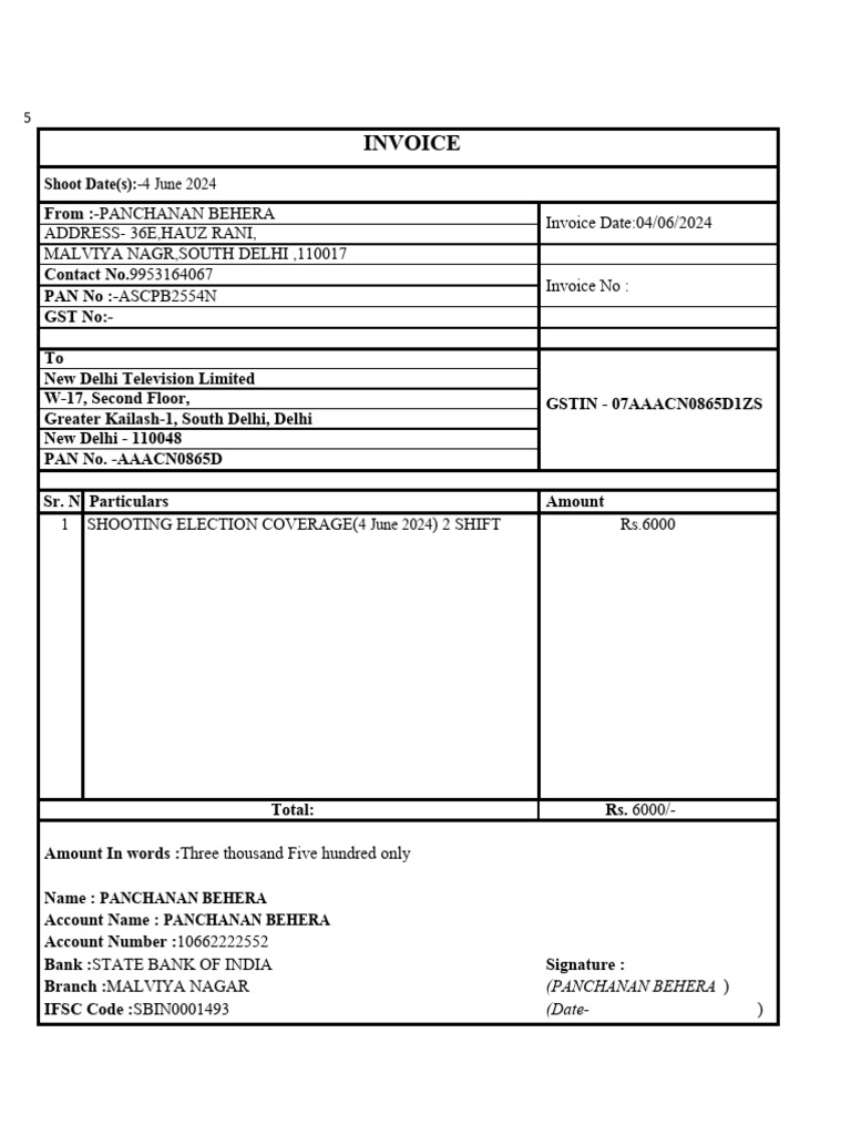 Ashwani Invoice 5 June 2024 | PDF