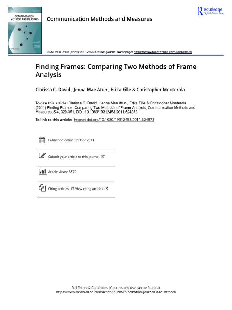 Finding Frames Perbandingan Metodologi Matthew-Kohring Dengan Entman ...