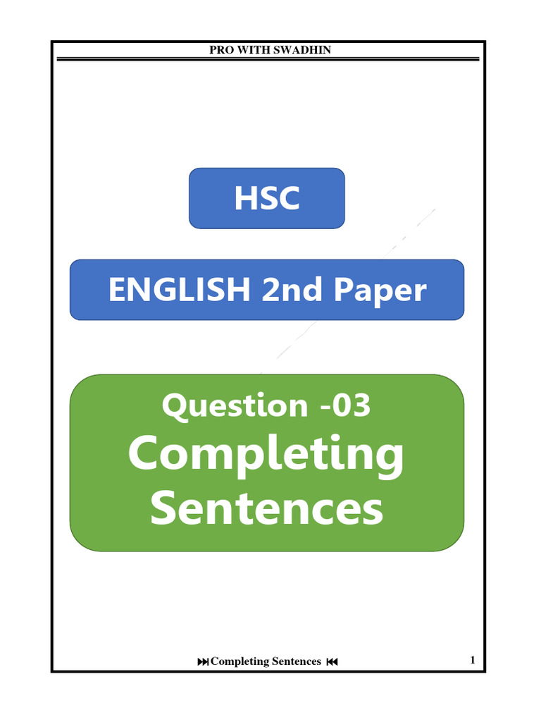 Completing Sentence | PDF | Sentence (Linguistics) | Phrase