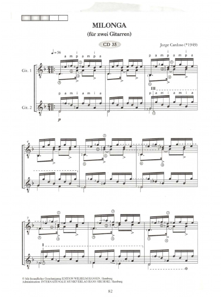 J. Cardoso - Milonga Duo | PDF