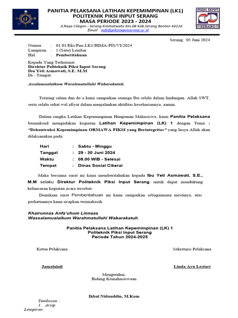 Surat Pemberitahuan Kampus | PDF