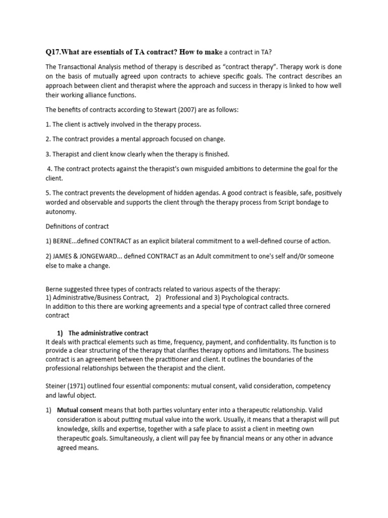 Q17.What are essentials of TA contract | Download Free PDF ...