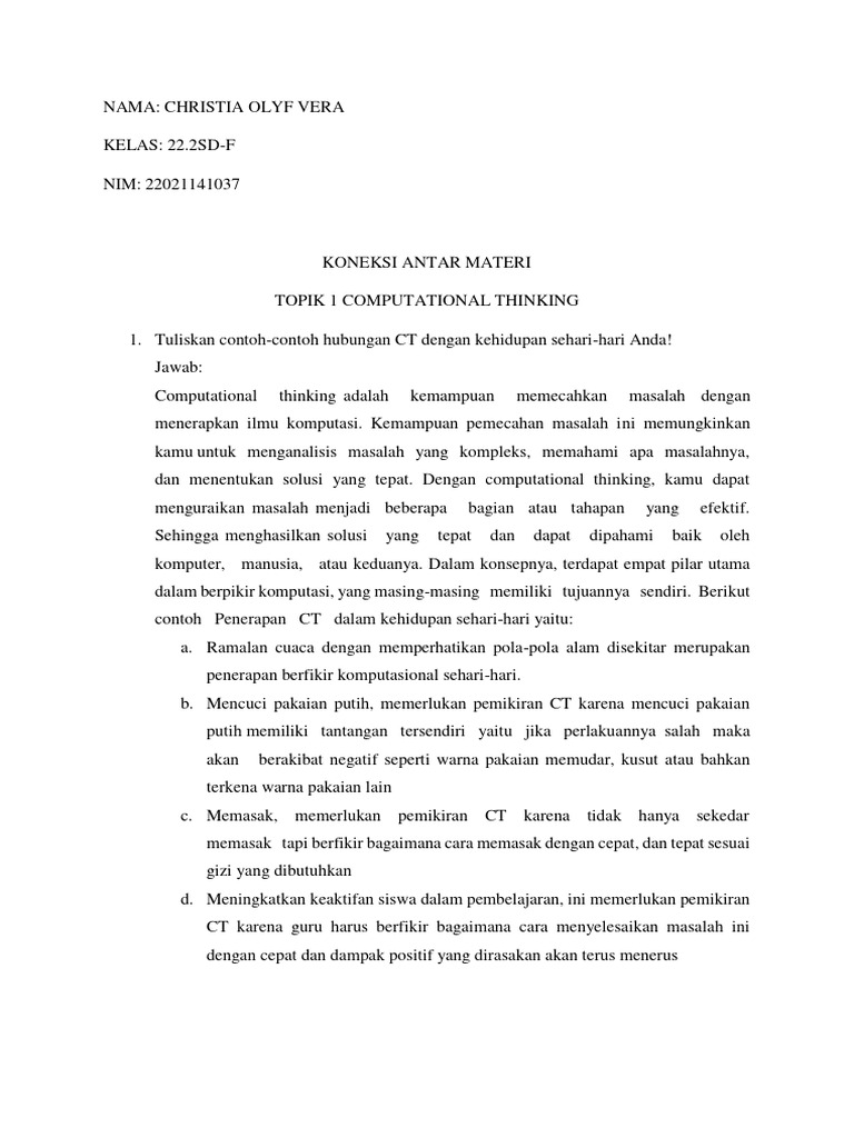 Topik 1 Koneksi Antar Materi Computational Thinking | PDF Topik 1 Koneksi Antar Materi Computational Thinking | PDF