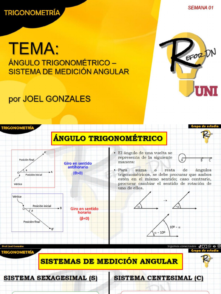 Tema 1.1 (Ángulo Trigonométrico y Sistema de Medición Angular) | PDF