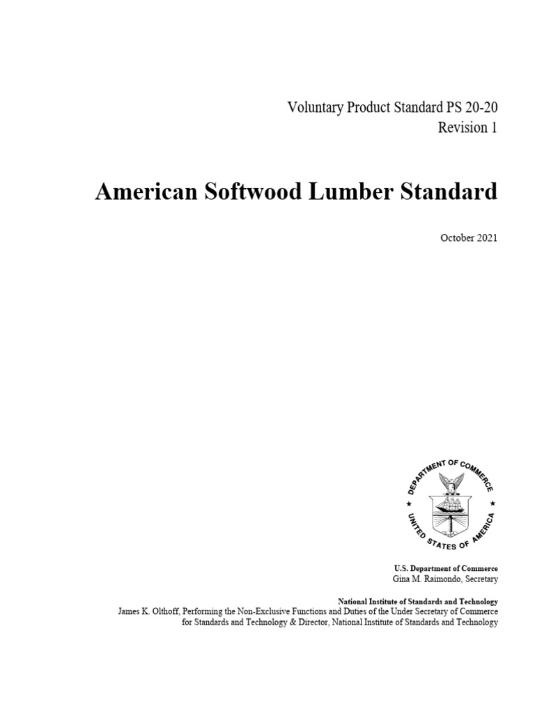 American Softwood Lumber Standard - Product Standards PS20 | PDF | Lumber