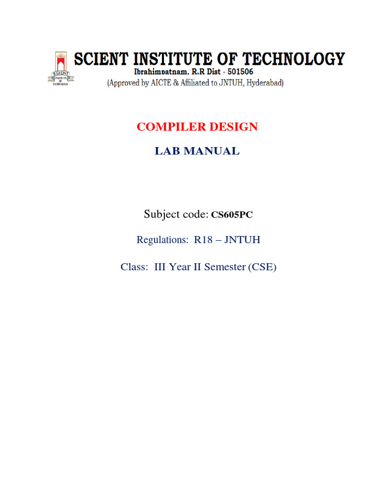Snti CD Lab Manual r18 III-II-1 | PDF | Parsing | Computer Science