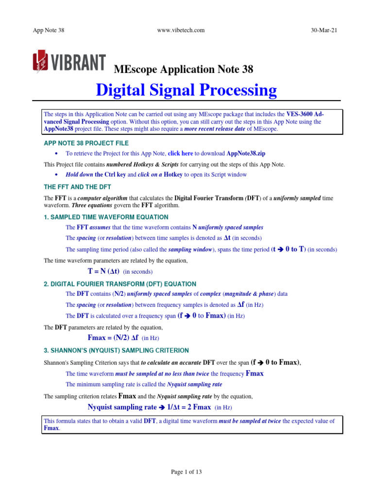 Appnote 38 | PDF | Spectral Density | Discrete Fourier Transform