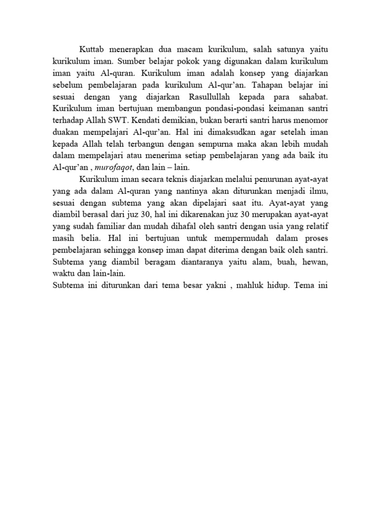 Kurikulum Iman dan Al-Qur'an di Kuttab | PDF | Sains & Matematika