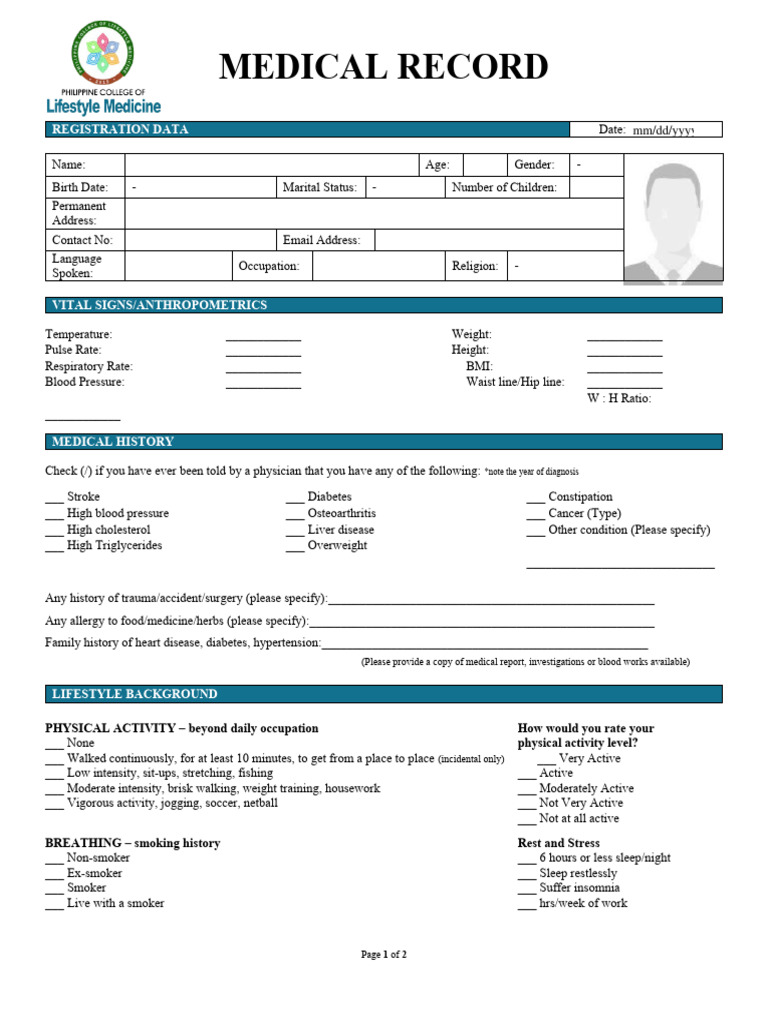 Lifestyle Medicine Form FINAL | PDF | Hypertension | Desserts