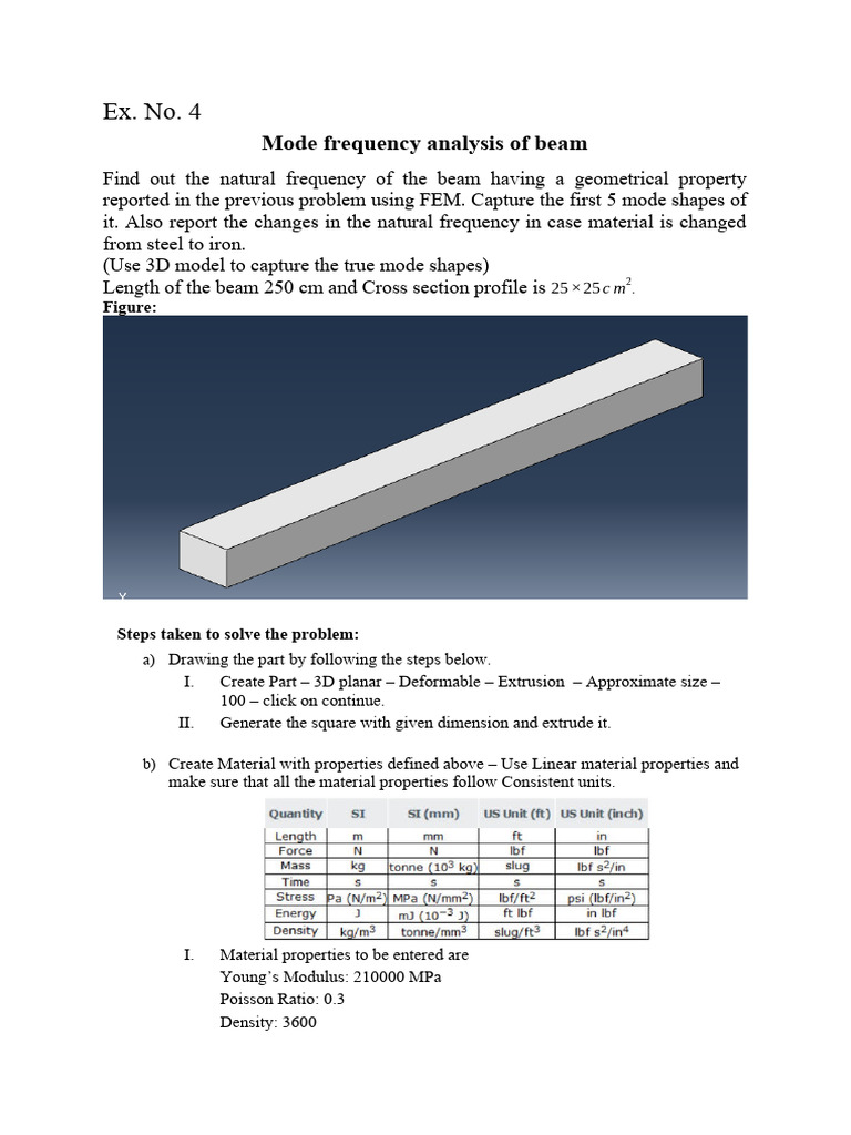 4.mode Frequency of Beam | PDF | Beam (Structure) | Extrusion