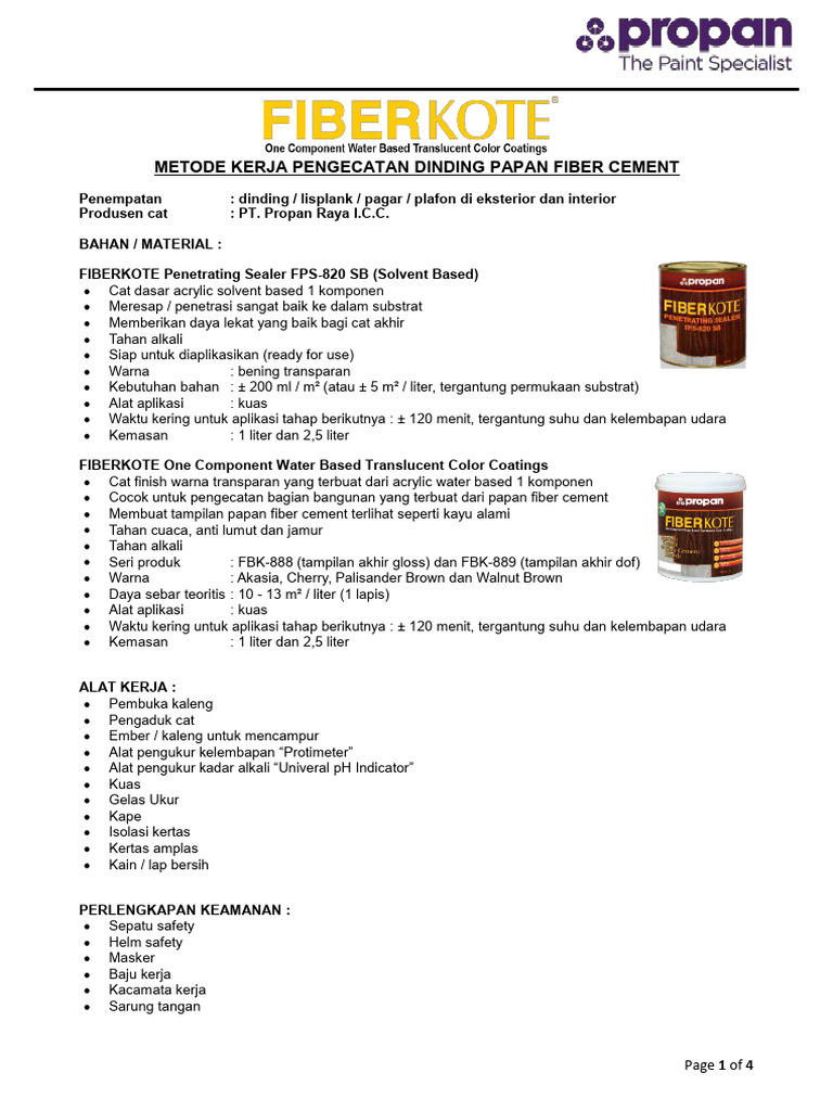 Metode Kerja Aplikasi Fiberkote - Dinding - All (Rev 20200721) | PDF | Griya & Taman | Seni