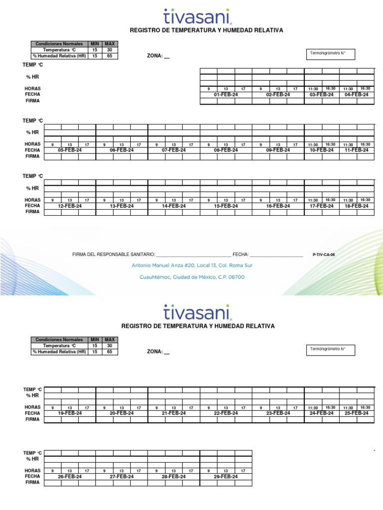 Formato de Registro de Temperatura y HR Dispositivos Medicos Farmacia | PDF | Ciencias ...
