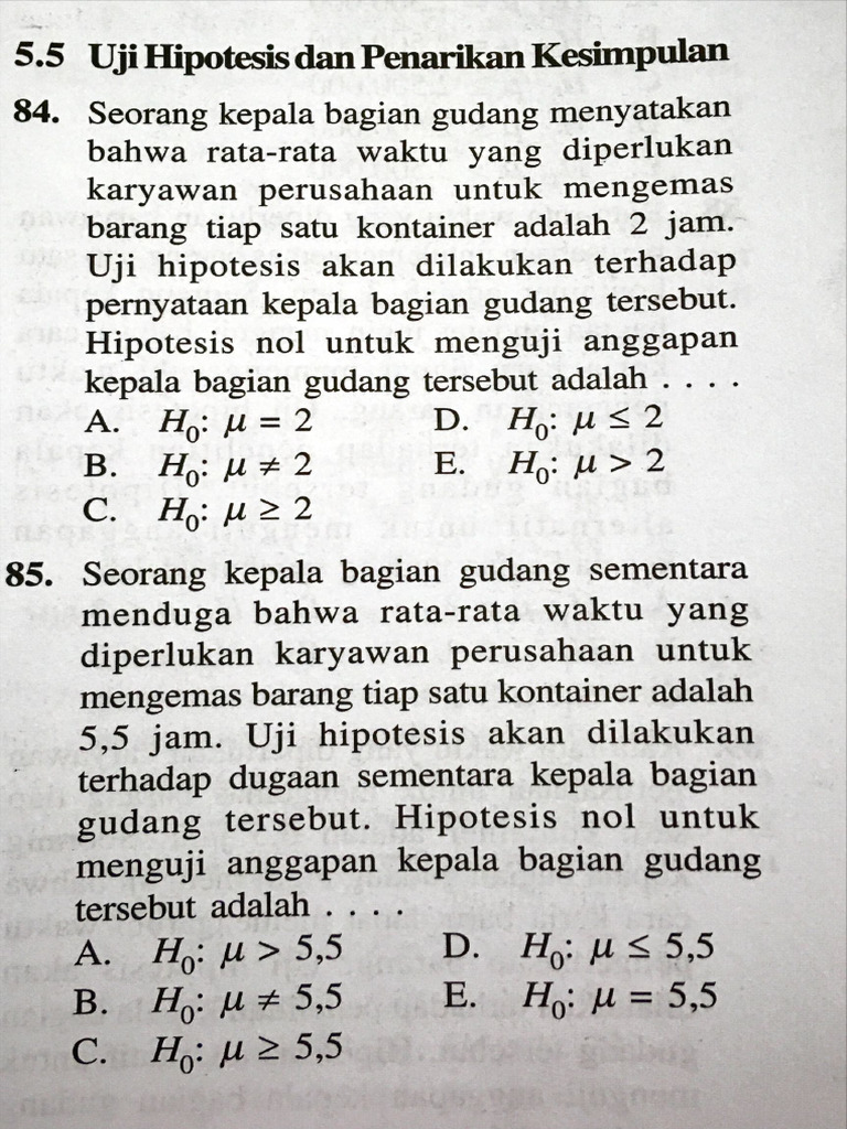 Contoh Soal Hipotesis Kelas 12 | PDF