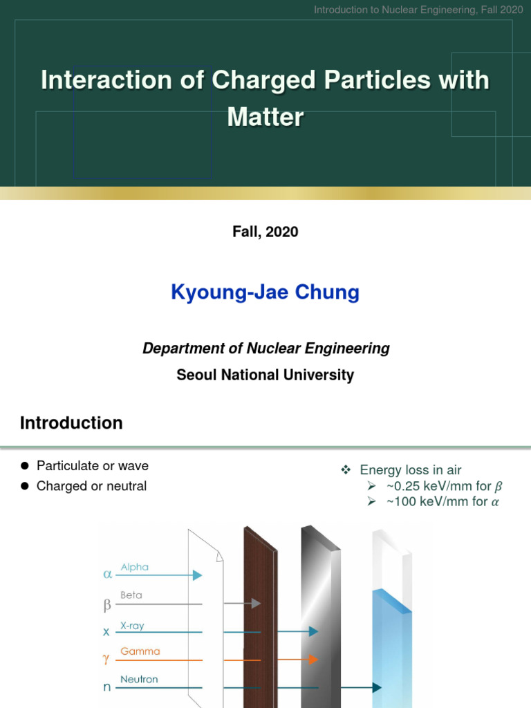 Charged Particle Interactions with Matter | PDF | Electron | Radiation