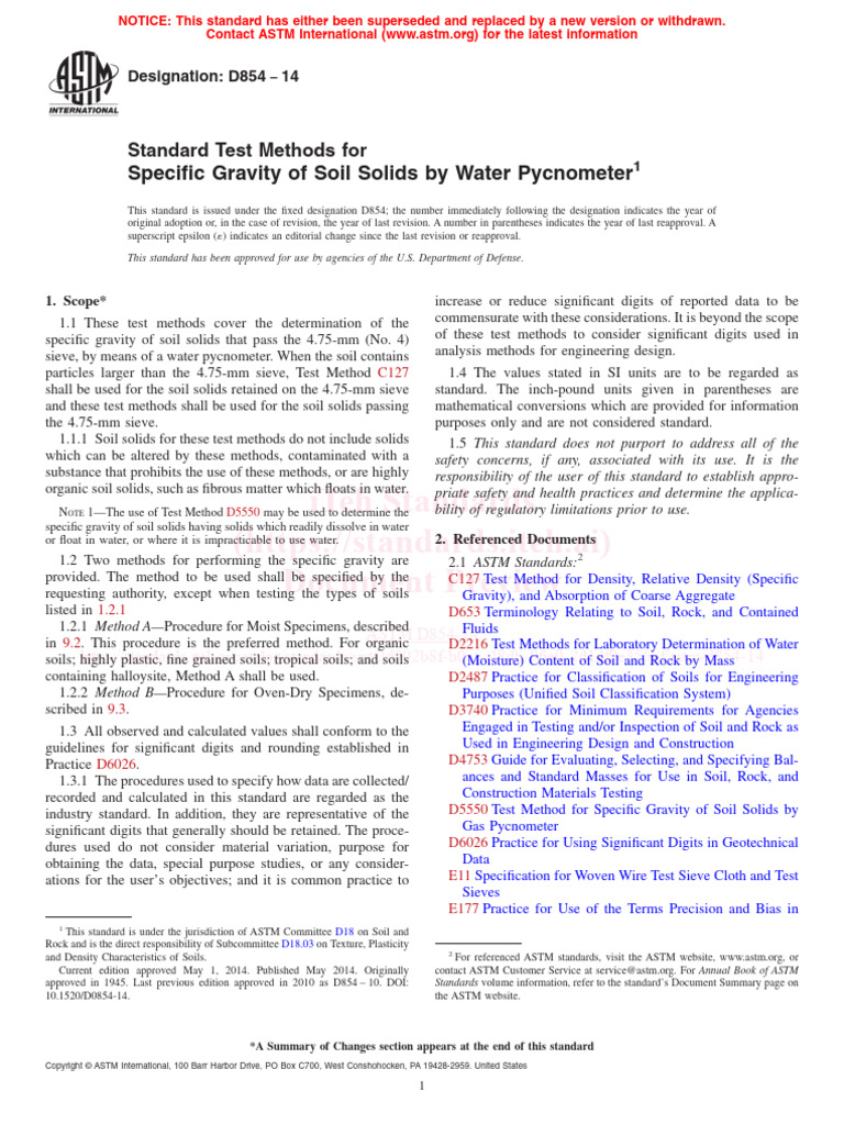 ASTM-D854-14 | PDF | Density | Temperature