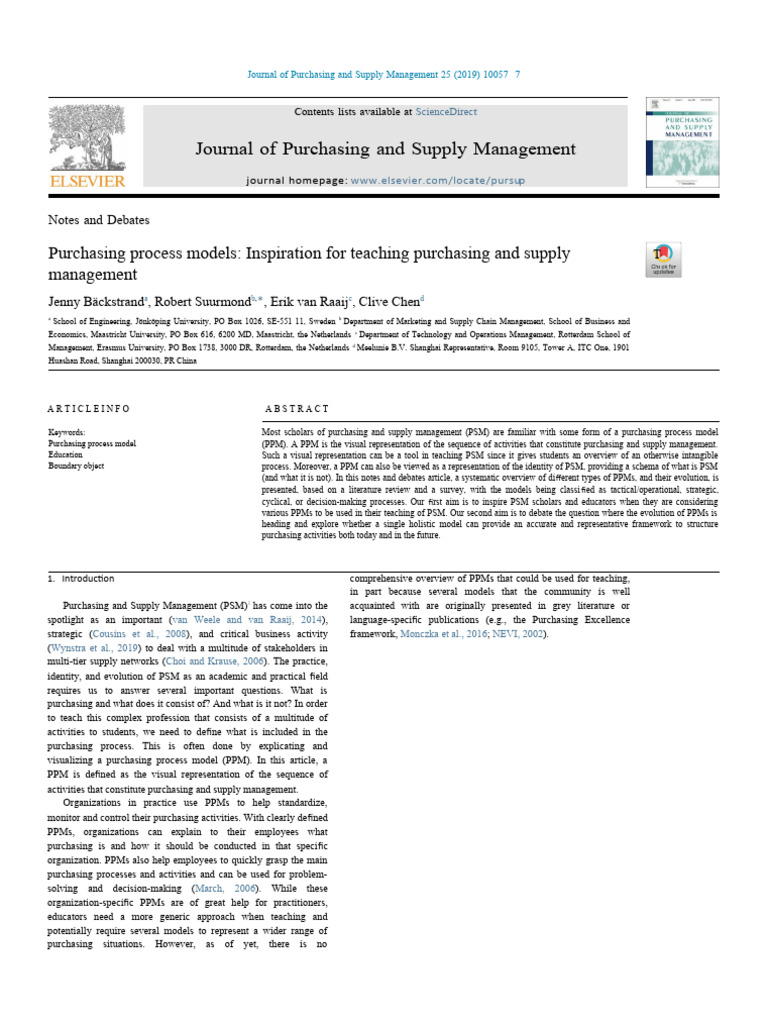 Teaching Purchasing Process Models | PDF | Procurement | Supply Chain