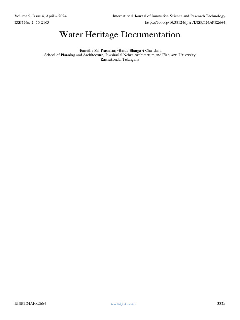 Water Heritage Documentation | PDF