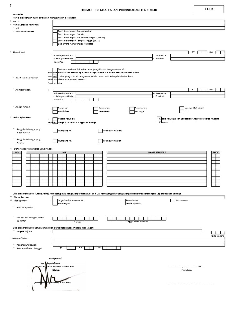 Formulir f1 03 | PDF