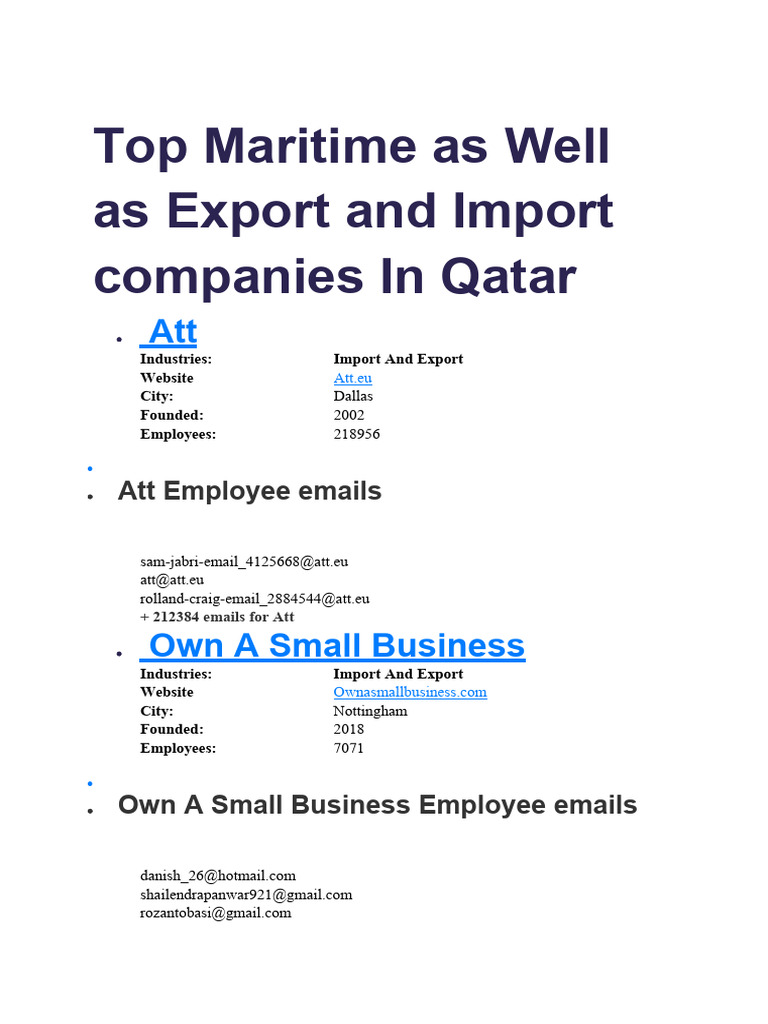Top Import Export Companies in Qatar | PDF | Business | Economies