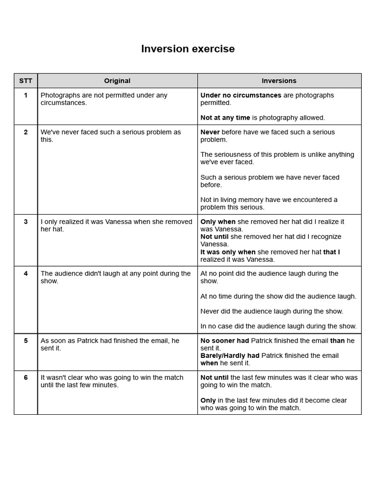 Inversion exercise (1) | PDF