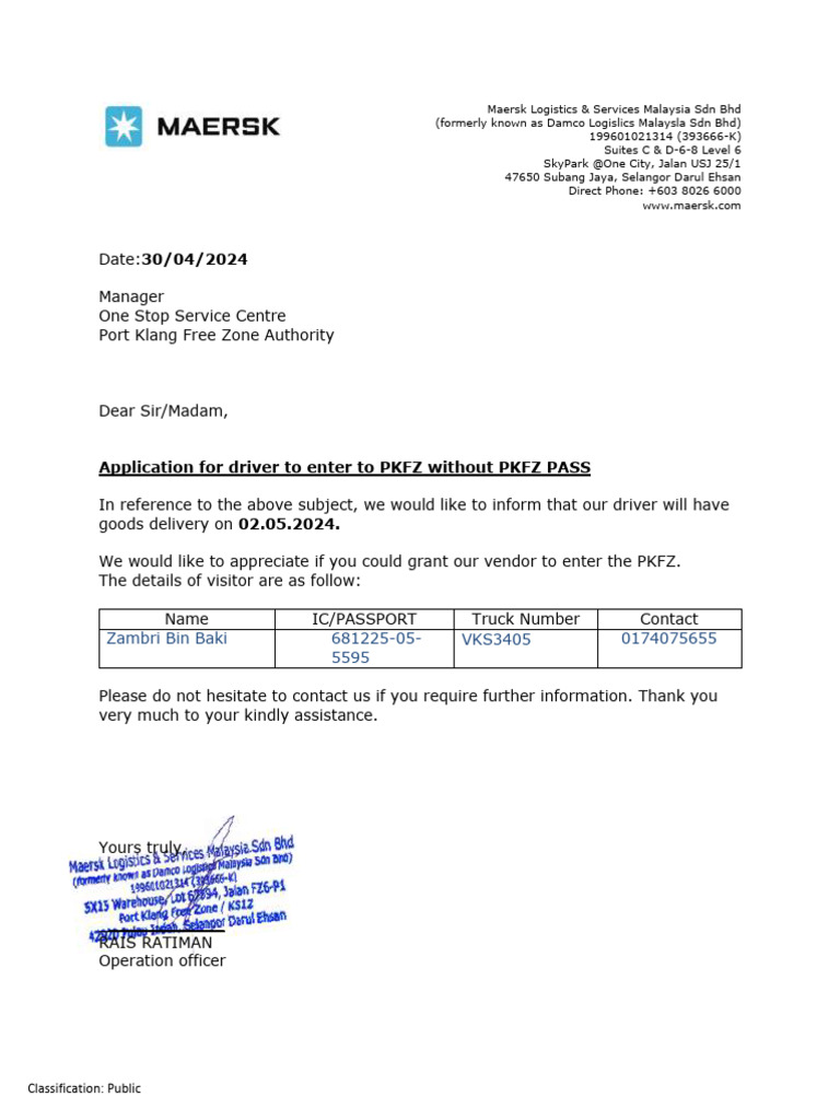 Driver Application To Enter PKFZ | PDF