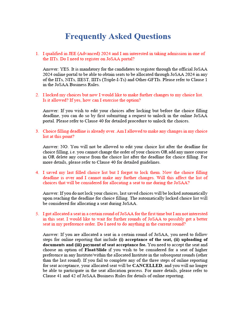Frequently Asked Questions: Documents and (Iii) Payment of Seat Acceptance Fee. You Need To ...