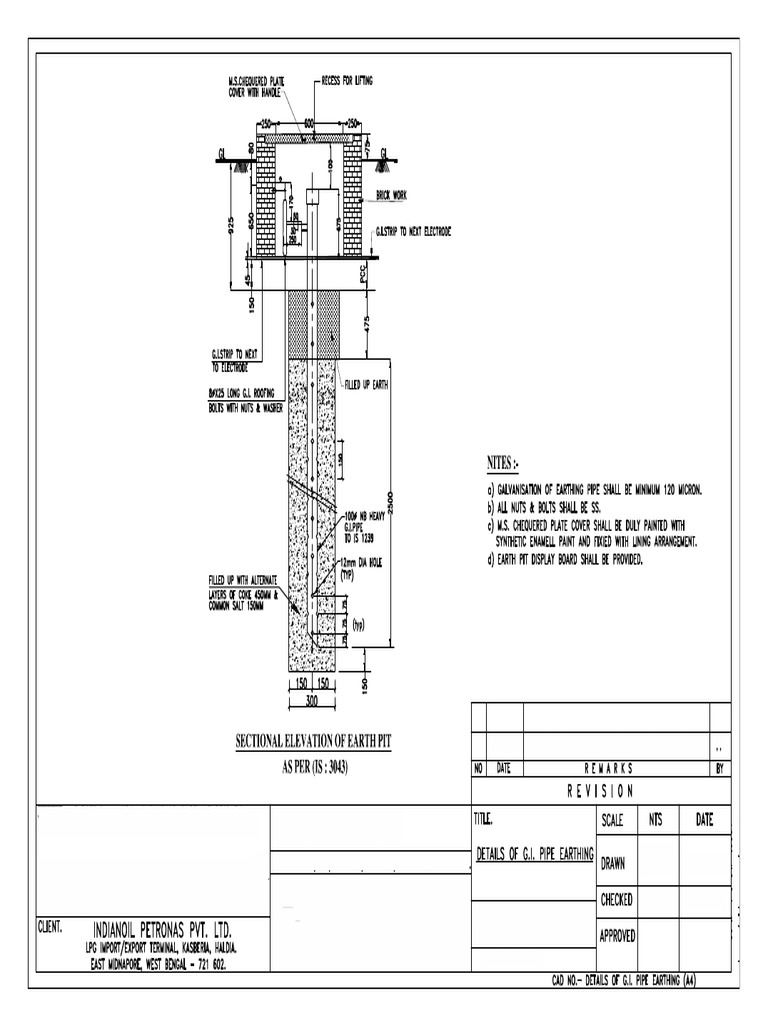 DETAILS OF G.I.PIPE EARTHING (A4) - E-01-Model | PDF