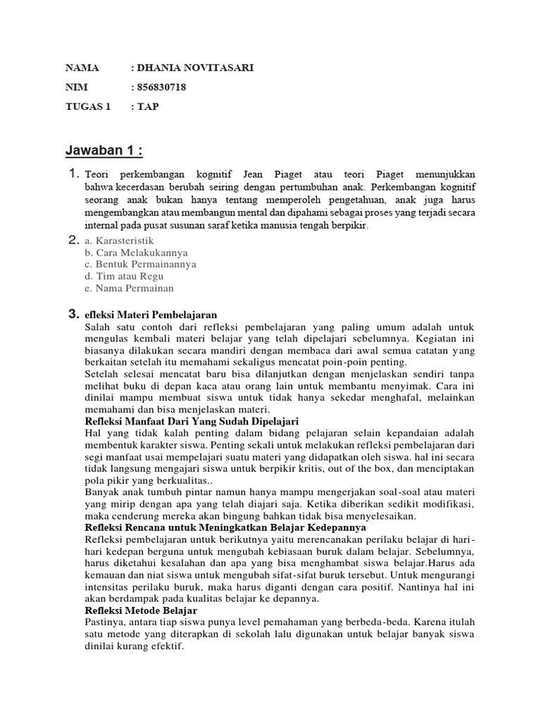 Tugas 1 - DHANIA NOVITASARI - 856830718 - KAUR | PDF | Karier ...