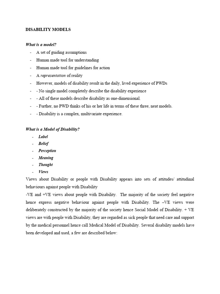 Disability Models2 | PDF | Disability | Psychology