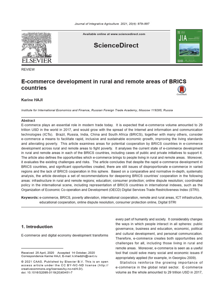 Sciencedirect: E-Commerce Development in Rural and Remote Areas of ...