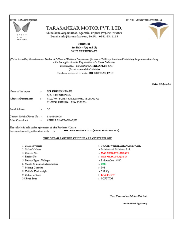 Krishna Paul(Treo Plus) | Download Free PDF | Motor Vehicle | Vehicles