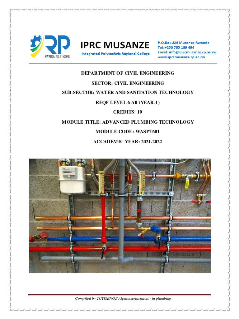 Full Handout Of Advanced Plumbing Technology Pdf Pipe Fluid Conveyance Plumbing