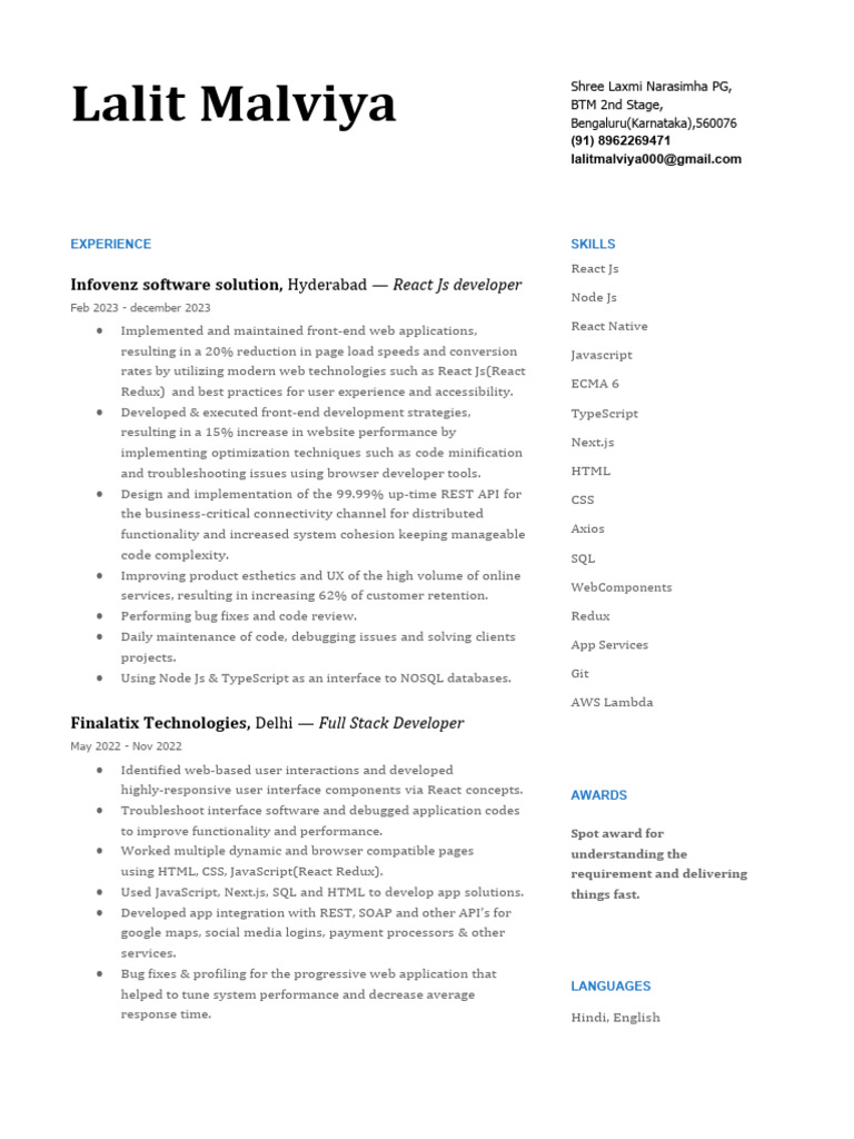 Lalit0289 Resume | PDF | Java Script | Web Application