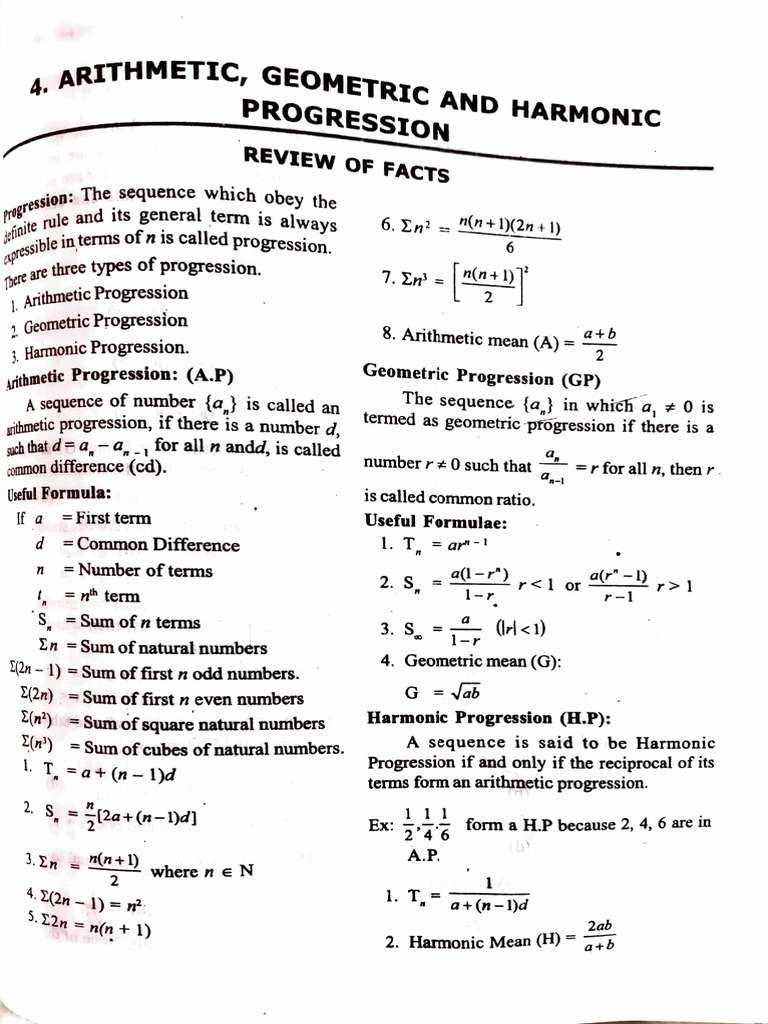 Arithmetic, Harmonic, Geometric Progression | PDF | Mathematical Concepts | Elementary Mathematics