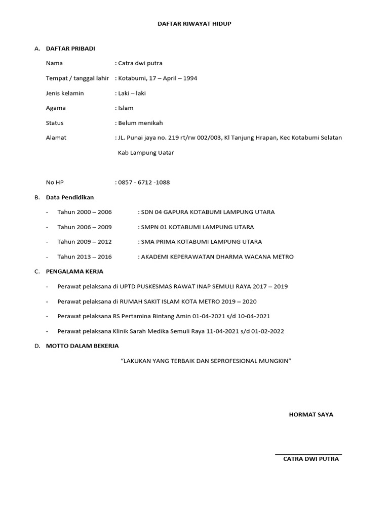 CV Catra | PDF CV Catra | PDF