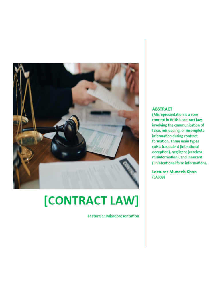 Understanding Misrepresentation in Contracts | PDF | Misrepresentation ...