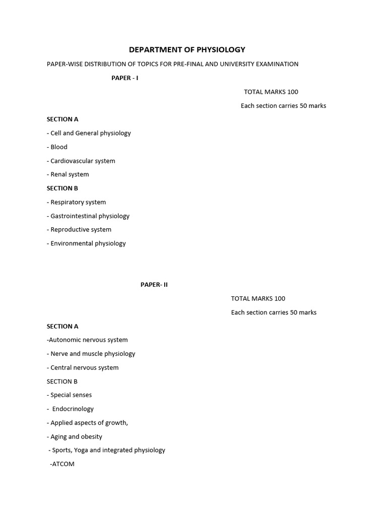 SYLLABUS FOR PRE UNIVERSITY EXAM | PDF