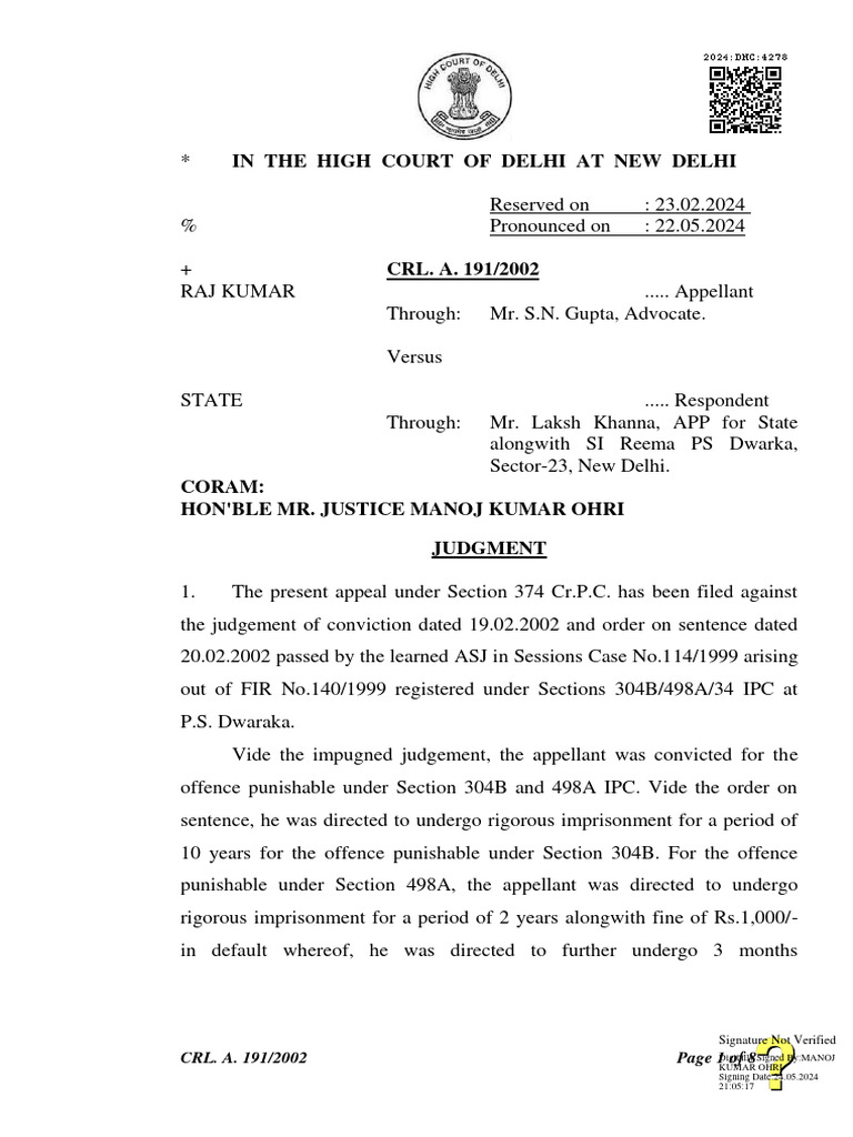 Rajkumar Vs State - CRM Appeal | PDF | Judgment (Law) | Witness