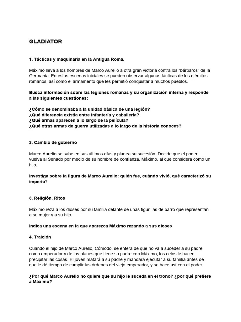 Proyecto Gladiator | PDF | imperio Romano | Marco Aurelio