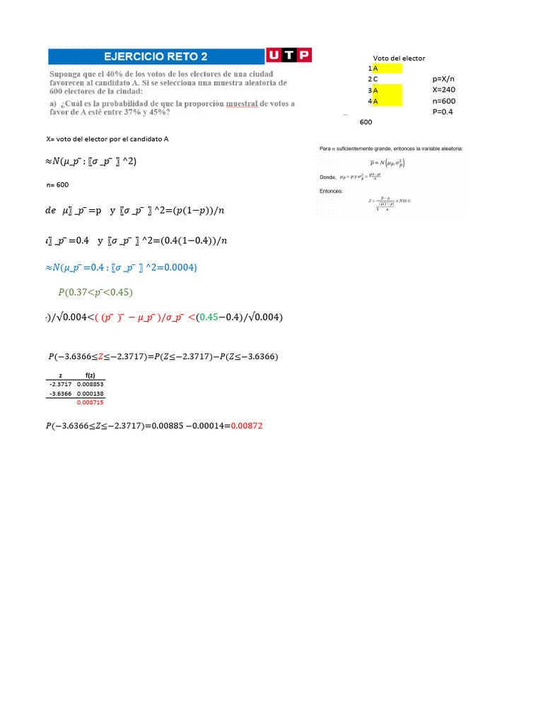 SOLUCION Practica Distribucion Muestral de P | PDF