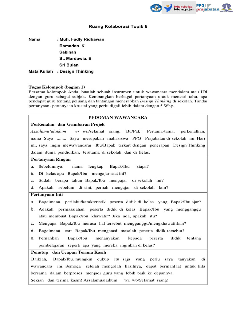Ruang Kolaborasi Topik 6 Design Thinking | PDF