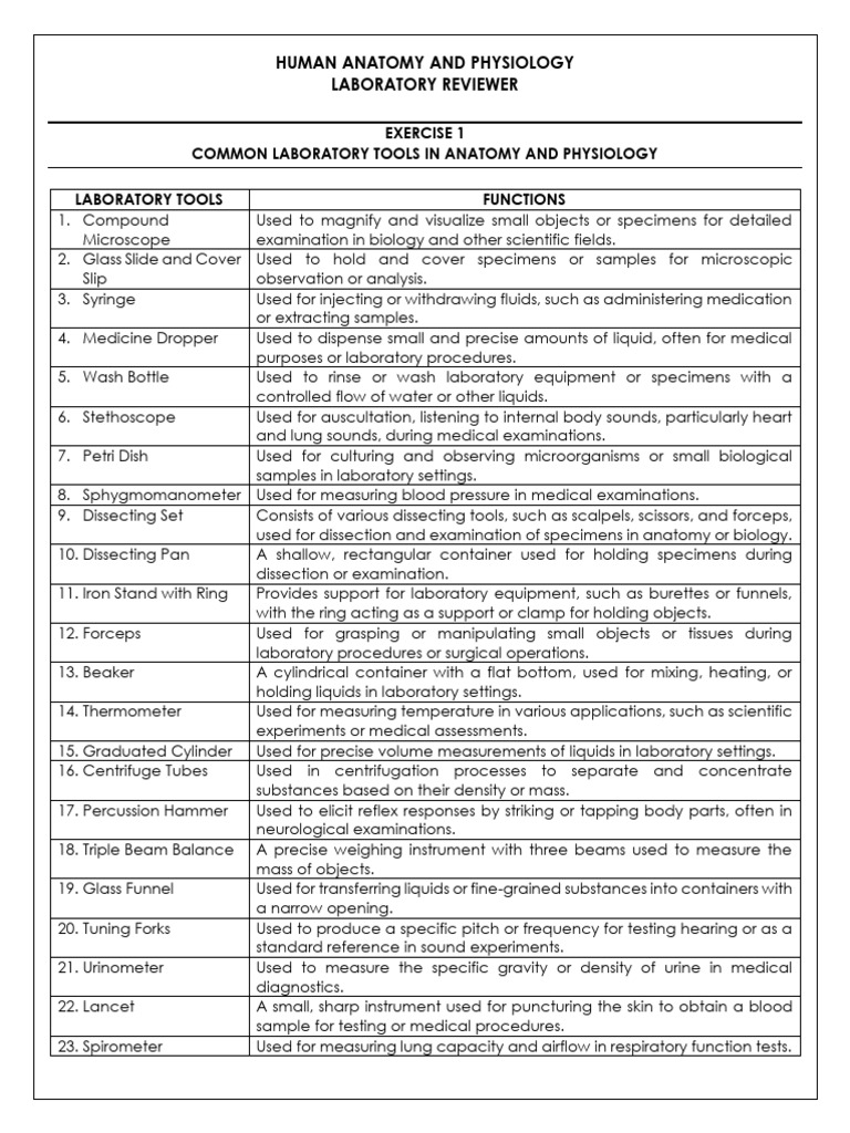 Human Anatomy and Physiology Laboratory Reviewer - 895097085 | PDF ...