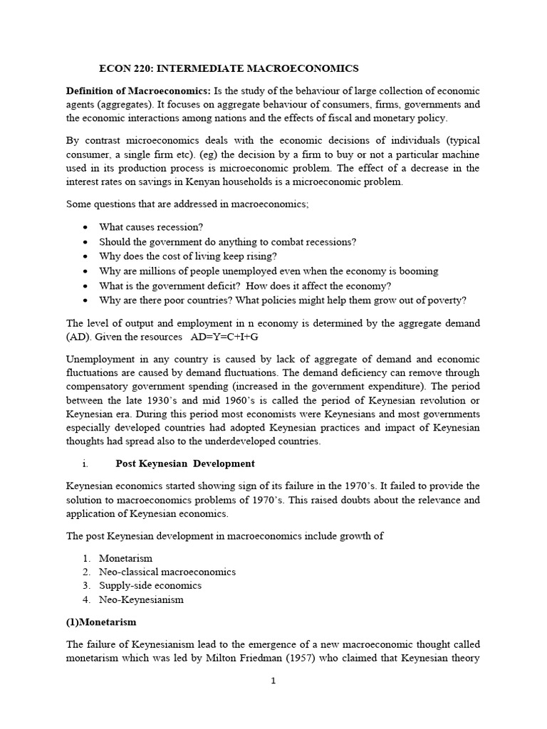 Econ 220 Notes 2021 Draft 1 | PDF | Macroeconomics | Measures Of ...