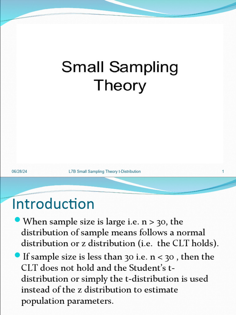 l7b BMGT 220 Small Sampling Theory T-Distribution | PDF | Statistical ...