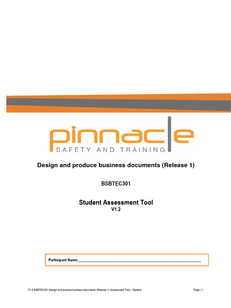 V1.2 BSBTEC301 - Assessment Tool Learner Copy Exemplar | PDF ...