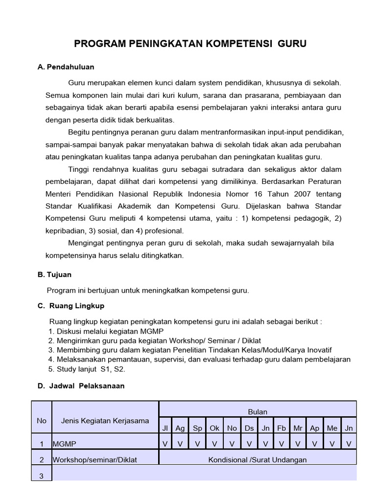 Program Peningkatan Kompetensi Guru | PDF | Karier & Perkembangan