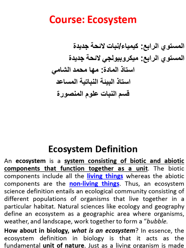 First and Second Lectures of Ecosystem | PDF | Ecosystem | Ecology