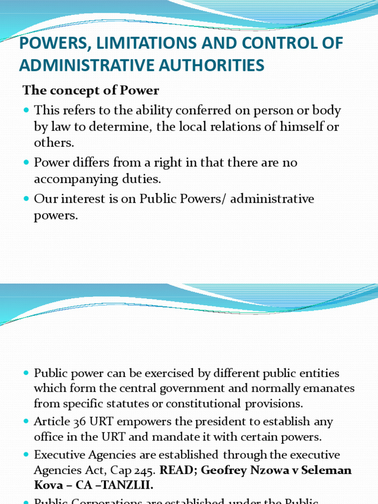 Powers, Limitations and Control of Administrative Authorities 2023 ...
