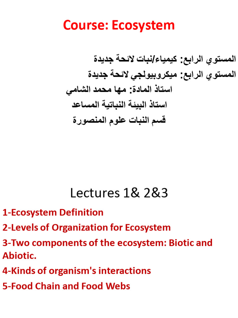 All Lectures of Ecosystem 2022 and 2023 | PDF | Food Web | Ecosystem