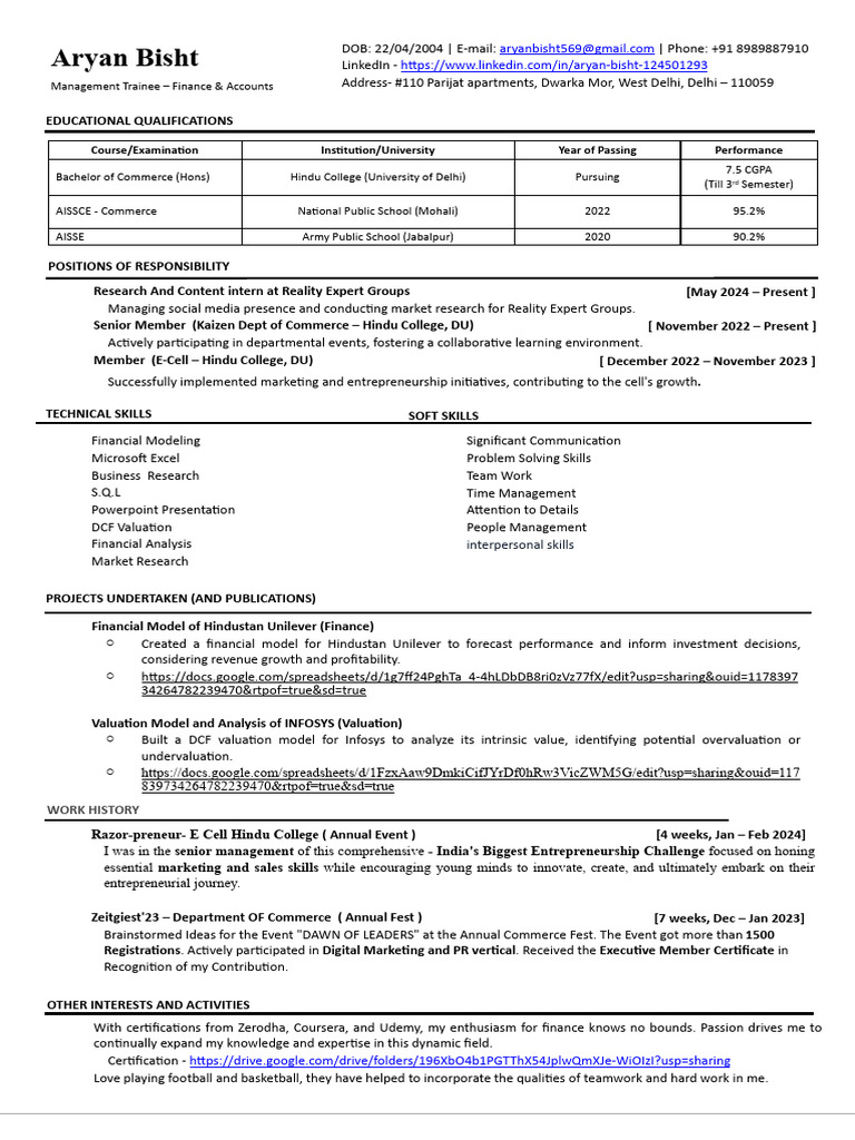 Resume Format 2022-23 | PDF | Valuation (Finance) | Entrepreneurship
